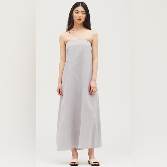 The King Kouture | Dresses | Nwt Gray Strapless Linen Dress Midimaxi ...